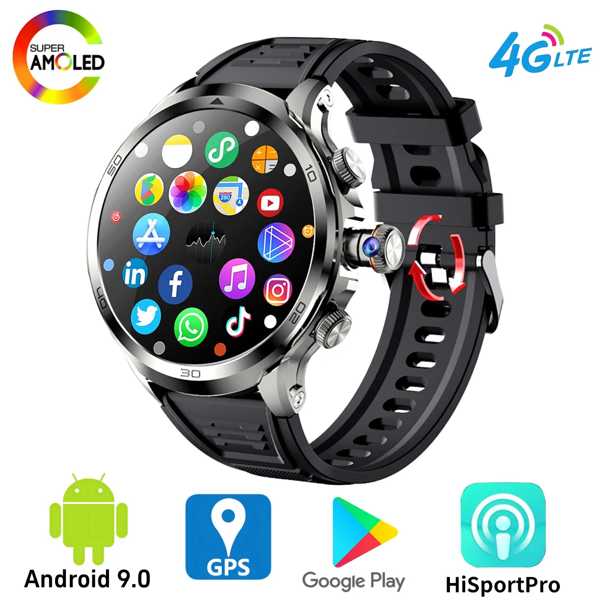256GB H19 Smart Watch 4G LTE Full Netcom Android Smartwatch 900W ...