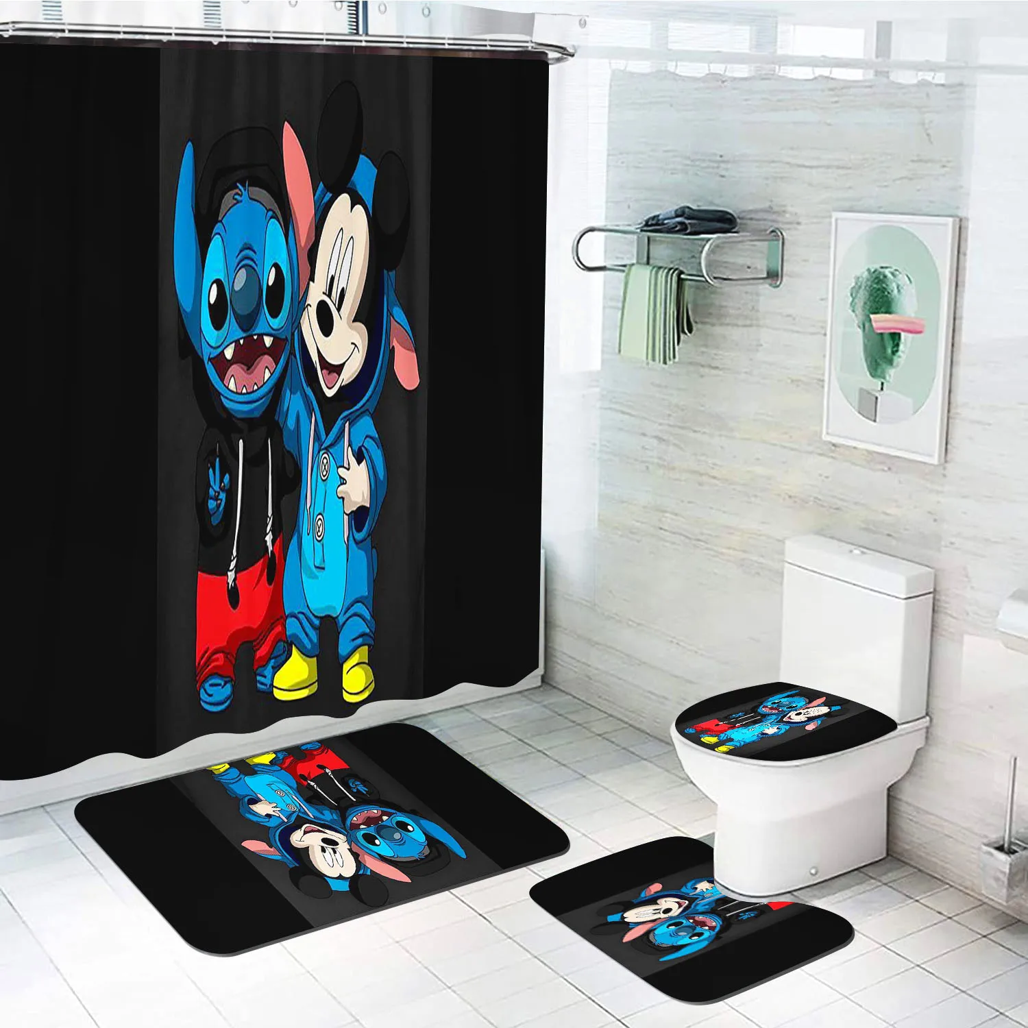 Stitch-Disney-4-Piece-Mats-Luxury-Bathroom-Decorations-Partition-Screen ...