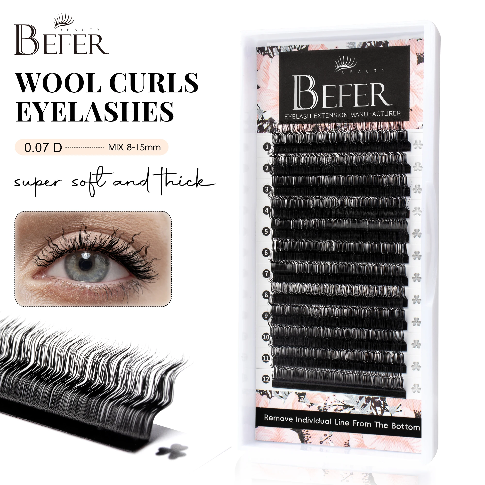 BEFER 3D Wool Curl Eyelash Extensions Fluffy Thick Fasle Eyelashes ...