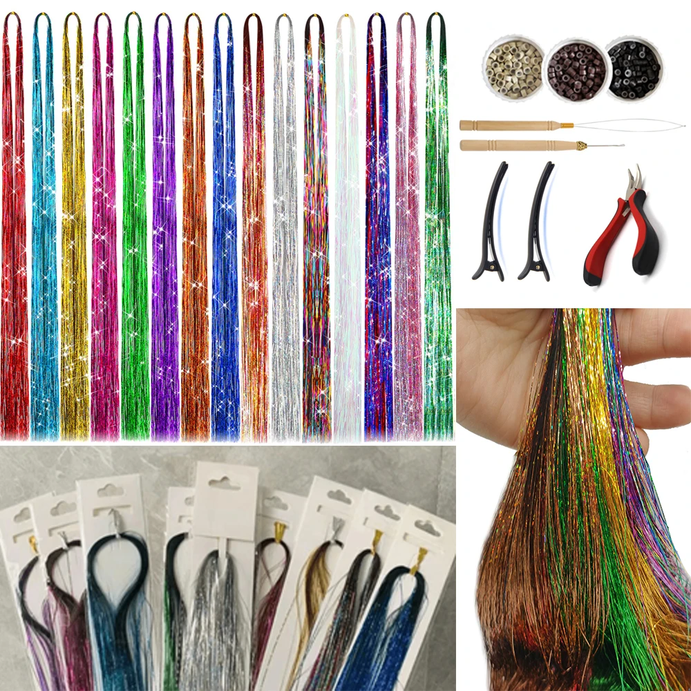 Vivid-Multi-Color-synthesis-36Inch-Length-Hair-Tinsel-Kit-for-All-Women ...