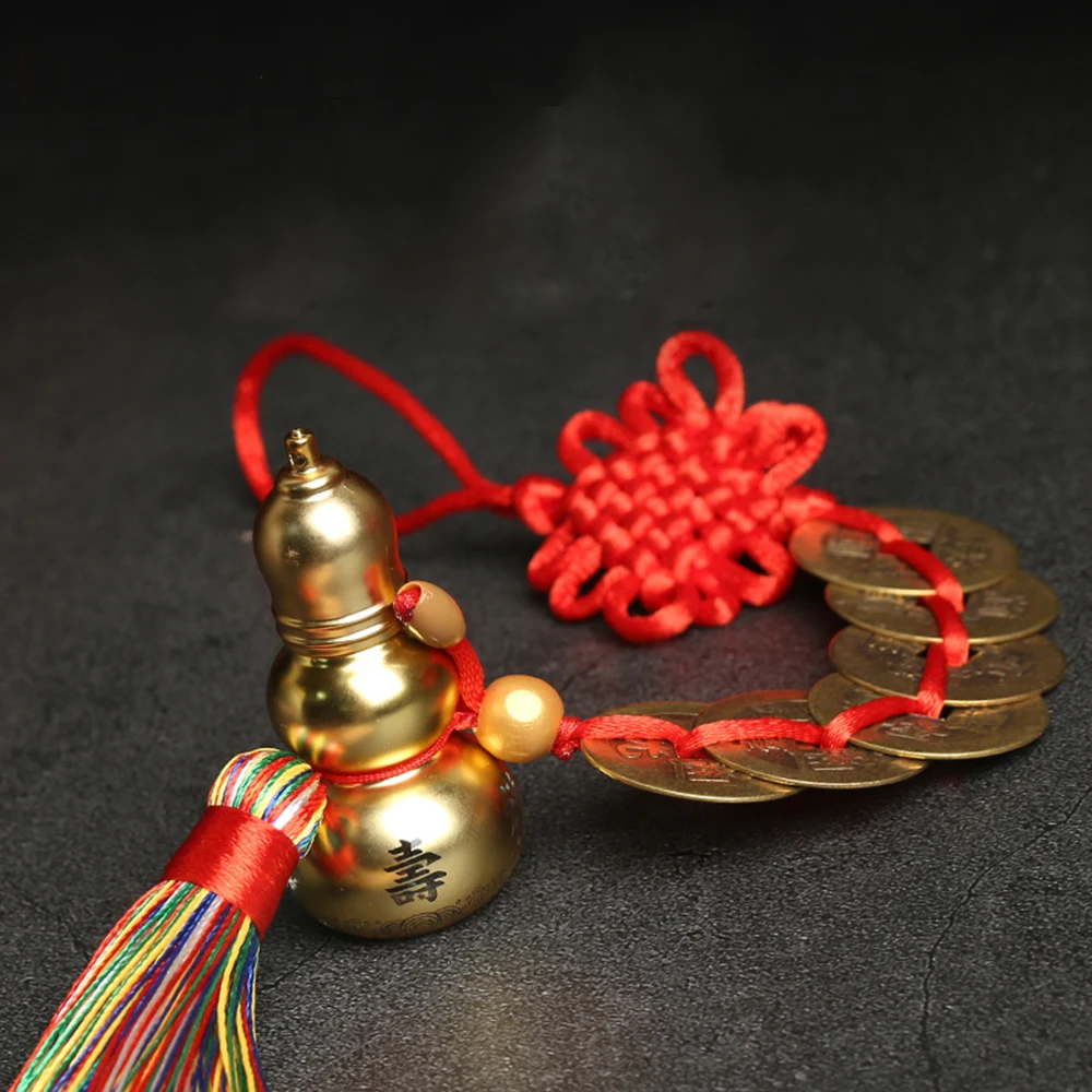 Feng Shui Chinese Knot Decor 5 Elements 6 Emperor Coins in-Car Lucky ...