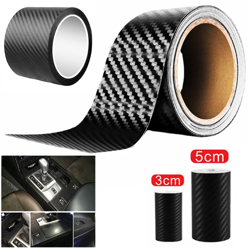Carbon-Fiber-Car-Sticker-DIY-Paste-Protector-Strip-Auto-Door-Sill-Side ...