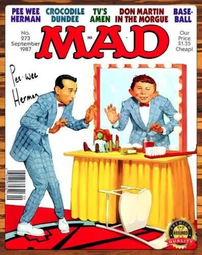 Mad Magazine - Pee Wee Herman - Signed Reprint - 1987 - Metal Sign ...