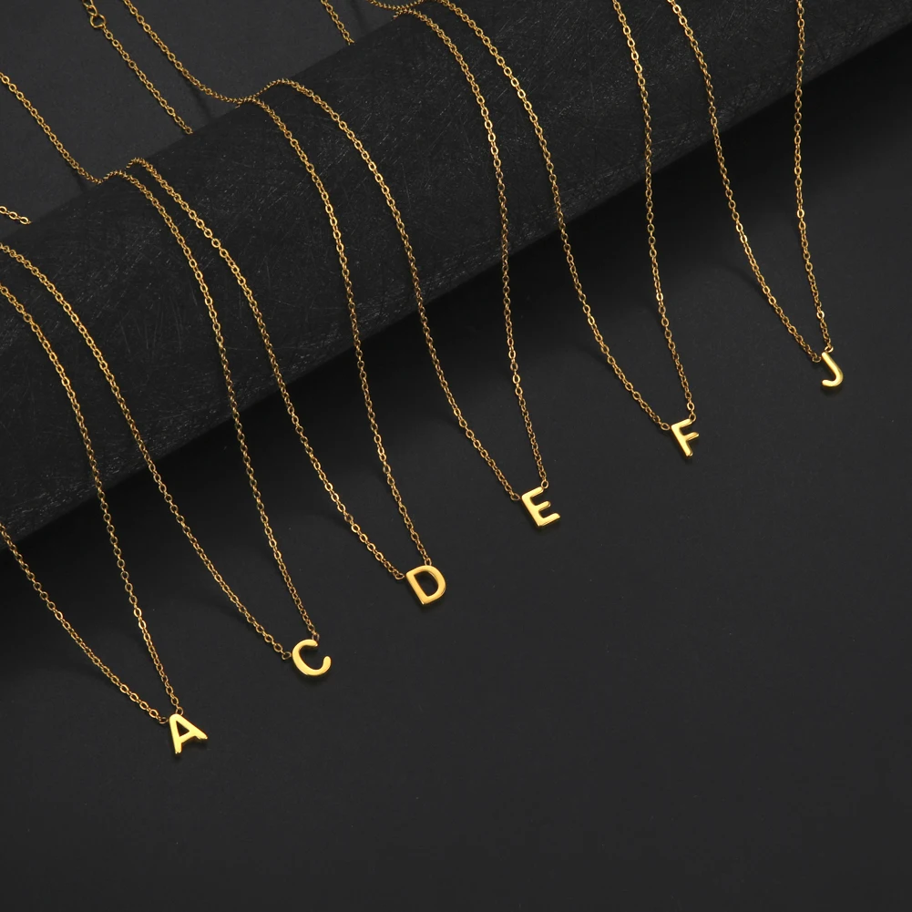 Cazador Minimaliste Initiale A-Z Lettre Collier pour Femmes Alphabet En Acier Inoxydable Ras Du ...