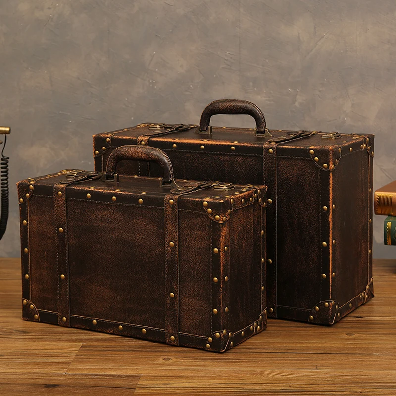 Vintage-Old-Travel-Suitcase-Leather-Home-Clothing-Organizers-Storage ...