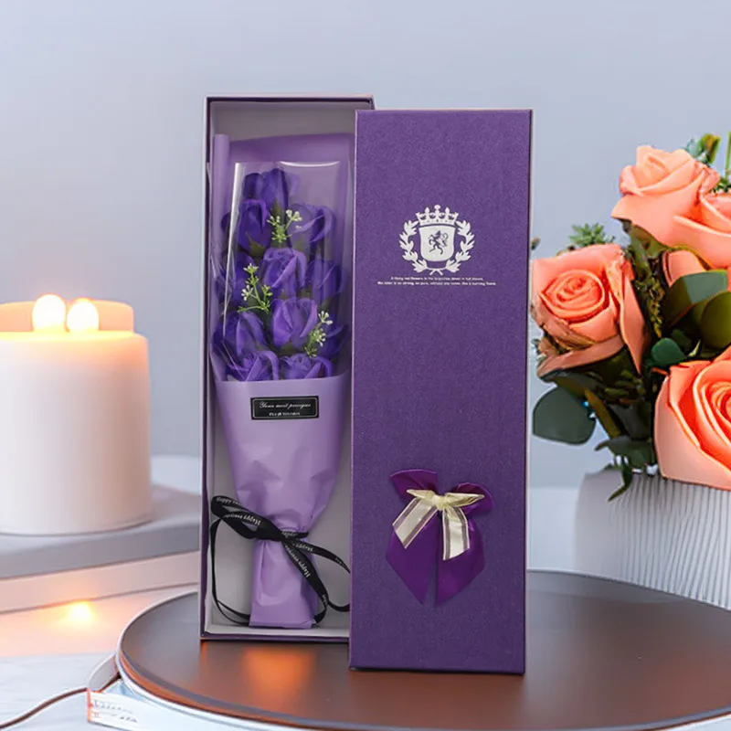 Artificial-Flower-Set-with-Box-Solid-Color-Saop-Fake-Flowers-Mother-Day ...