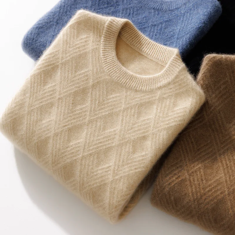 Autumn-and-winter-round-neck-100-wool-sweater-men-s-sweater-with ...