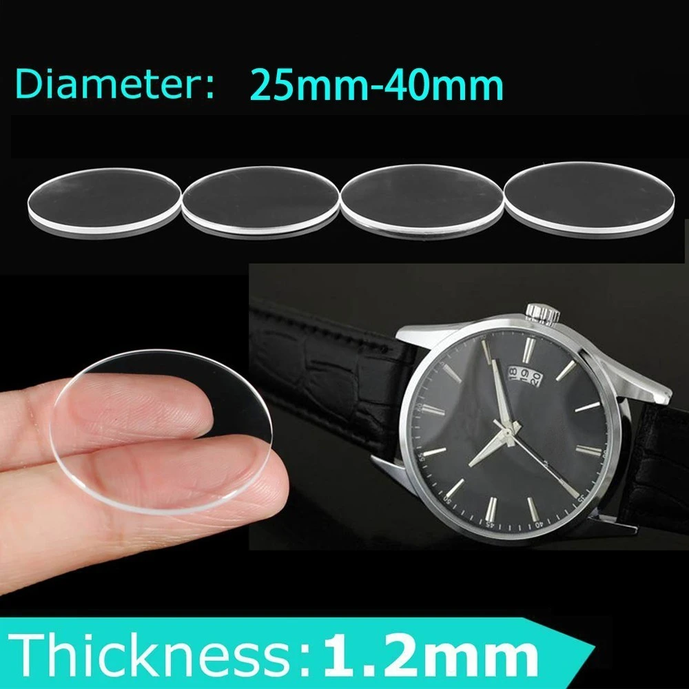 25mm-40mm Watch Glass 3pcs Anti-scratch Transparent Round Crystal Glass ...