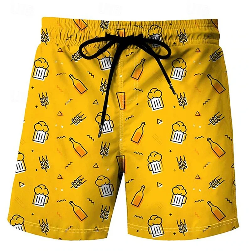 Fashion Beer Graphic Beach Shorts For Men Alcohol 3D Printed Short ...