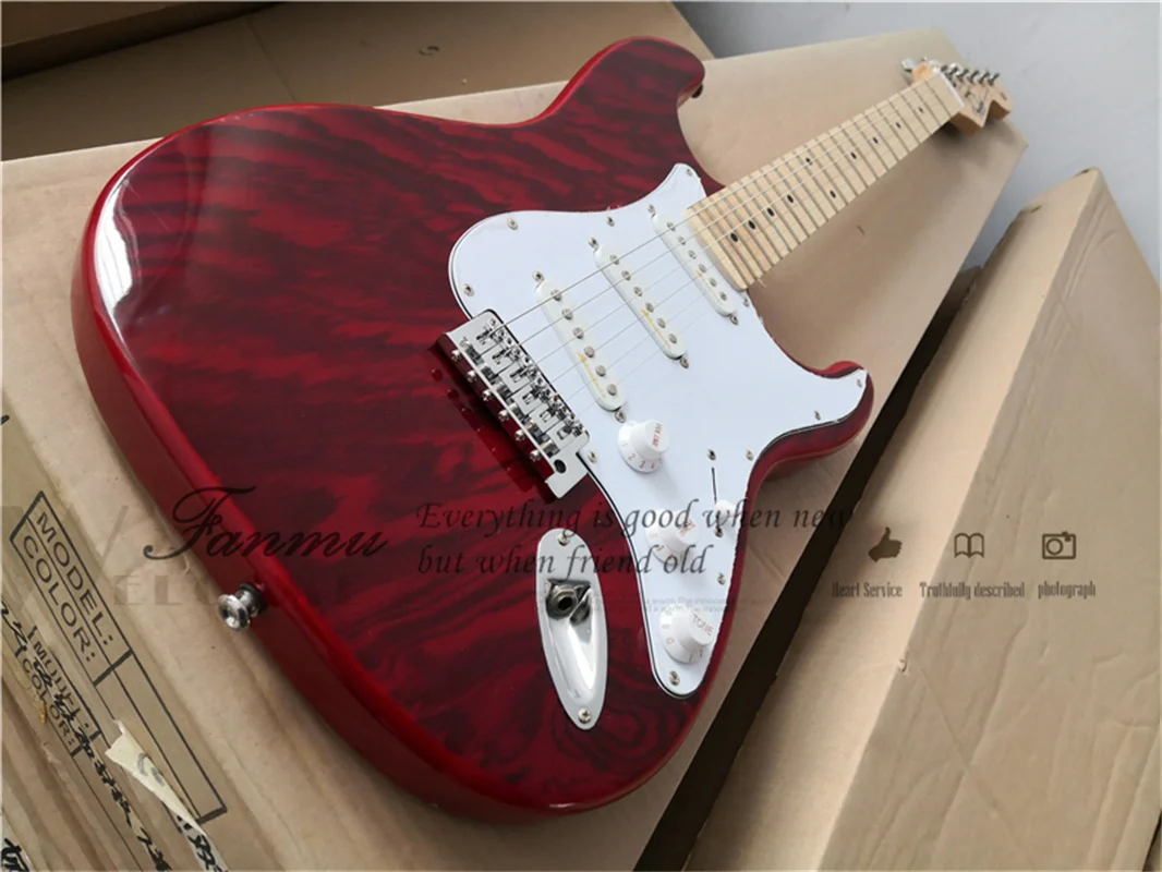 red-electric-guitar-sta-body-zebra-stripe-top-maple-fingerboard-white ...