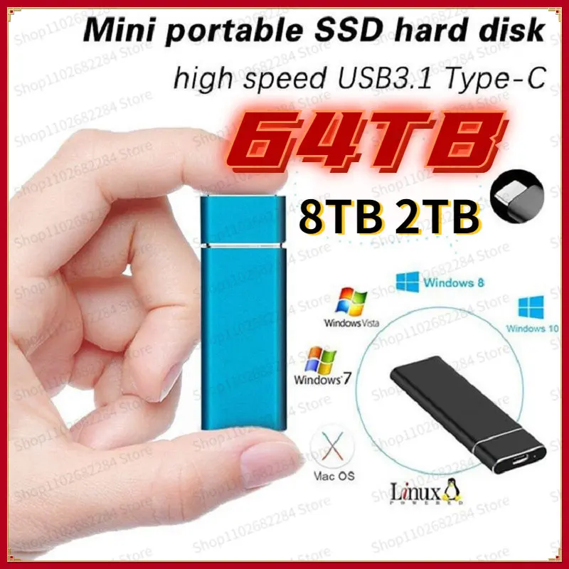 Portable SSD 64TB M.2 External Solid State Drive Externo Drives 2TB 4TB ...