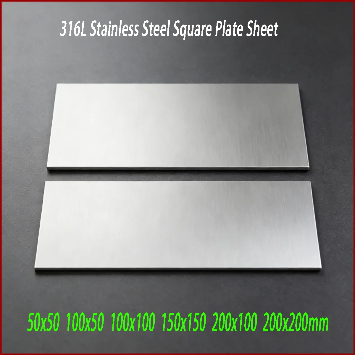 Plaques carrées plates en acier inoxydable 316L, épaisseur 5 mm ...