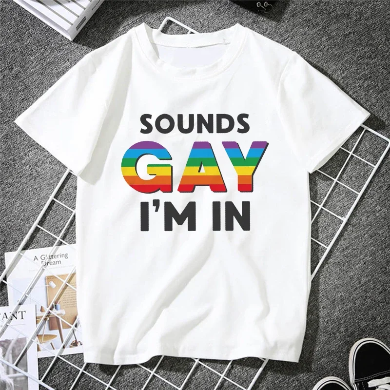 Camiseta-informal-con-estampado-divertido-de-arco-ris-para-mujer-remera ...