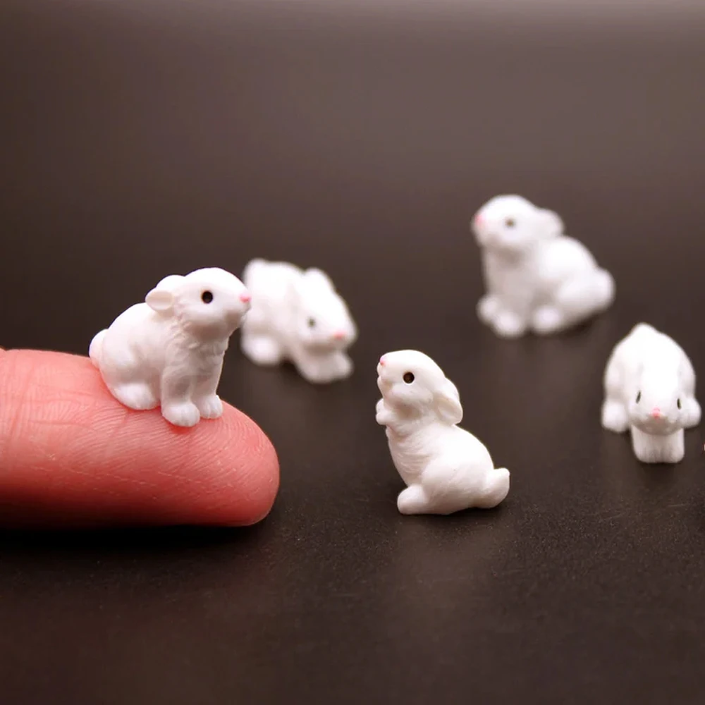 5/10pcs Mini Resin Rabbit Figurines, Farm Animal Miniature Fairy Garden ...