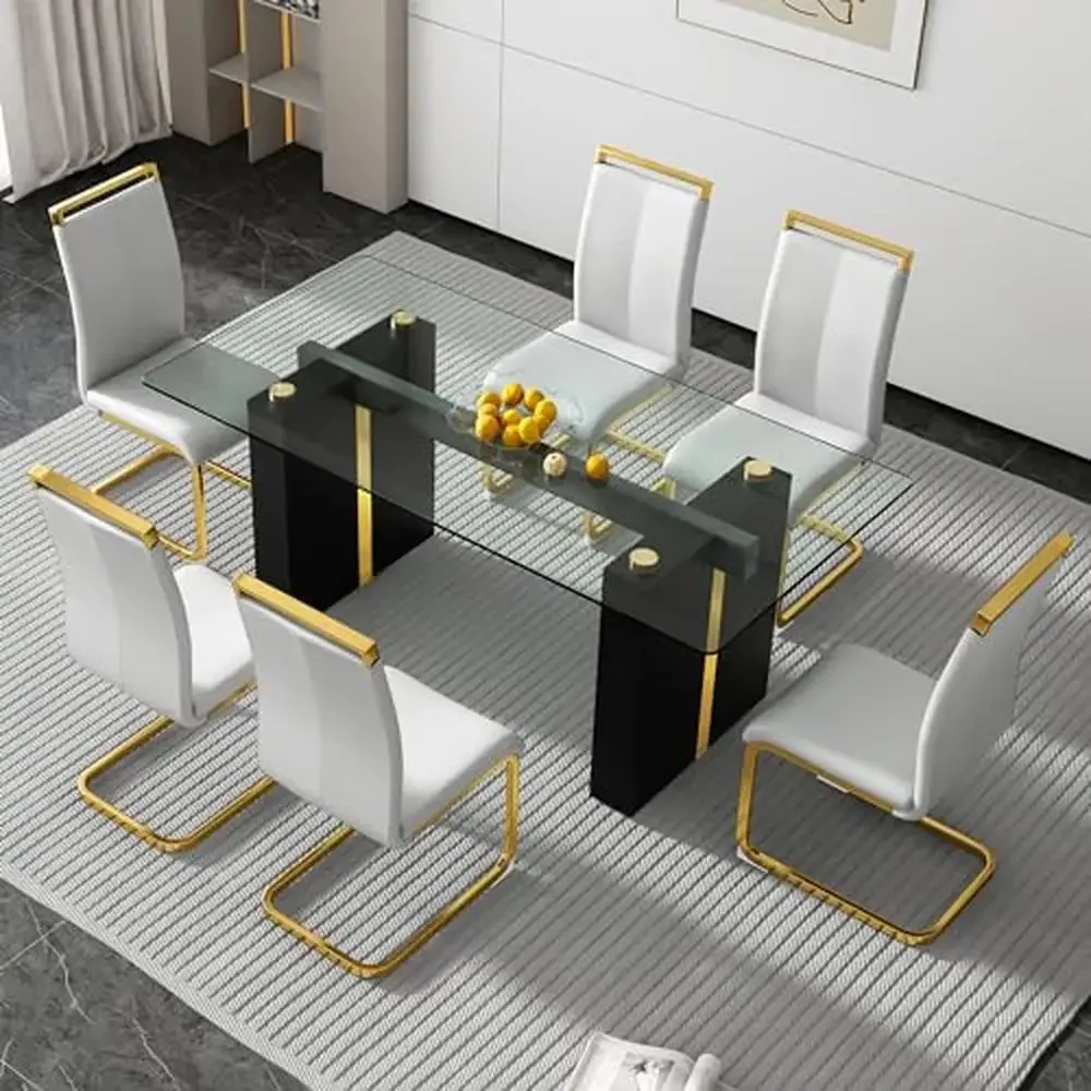 Rectangular-Glass-Dining-Table-Set-Modern-Design-Tempered-Glass-Table-8 ...