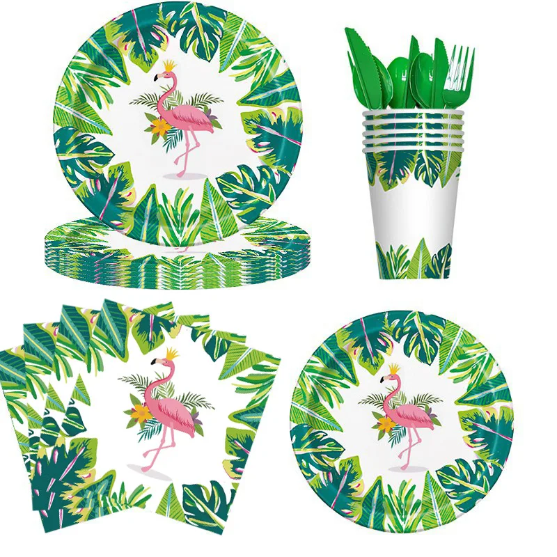 Flamingo-Hawaiian-Theme-Party-Tableware-Background-Cloth-Paper-Plate ...