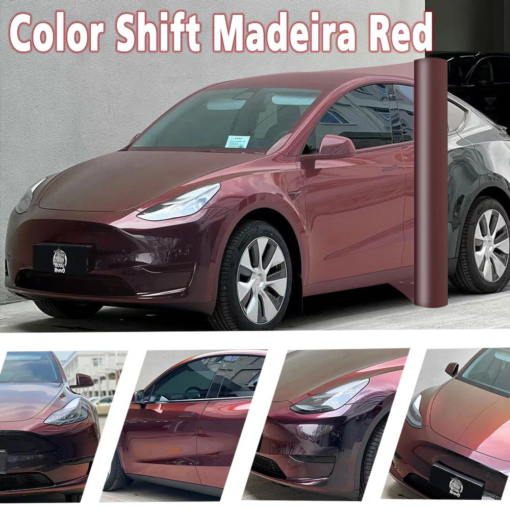 1-52x18M-PET-Color-Shift-Madeira-Red-Car-Body-Color-changing-Self ...