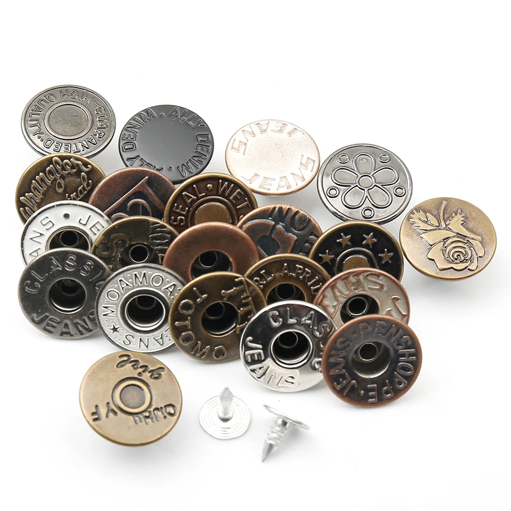 10-20Sets-17mm-Brass-Jeans-Buttons-Hollow-Shank-Button-Sewing-Free ...