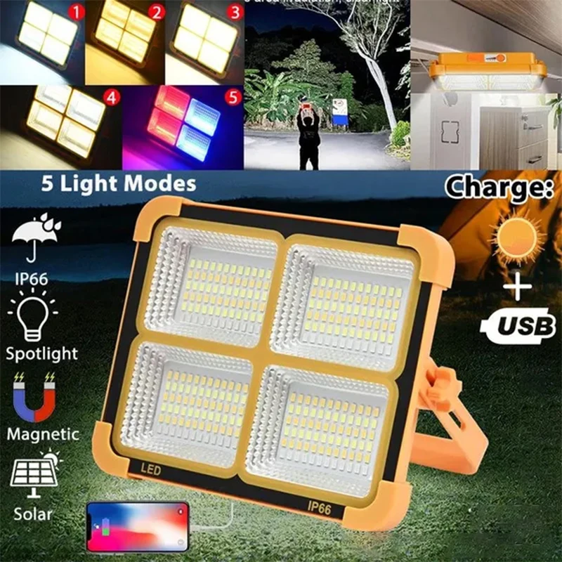 New-Rechargeable-Solar-Flood-Light-Outdoor-Portable-LED-Reflector ...