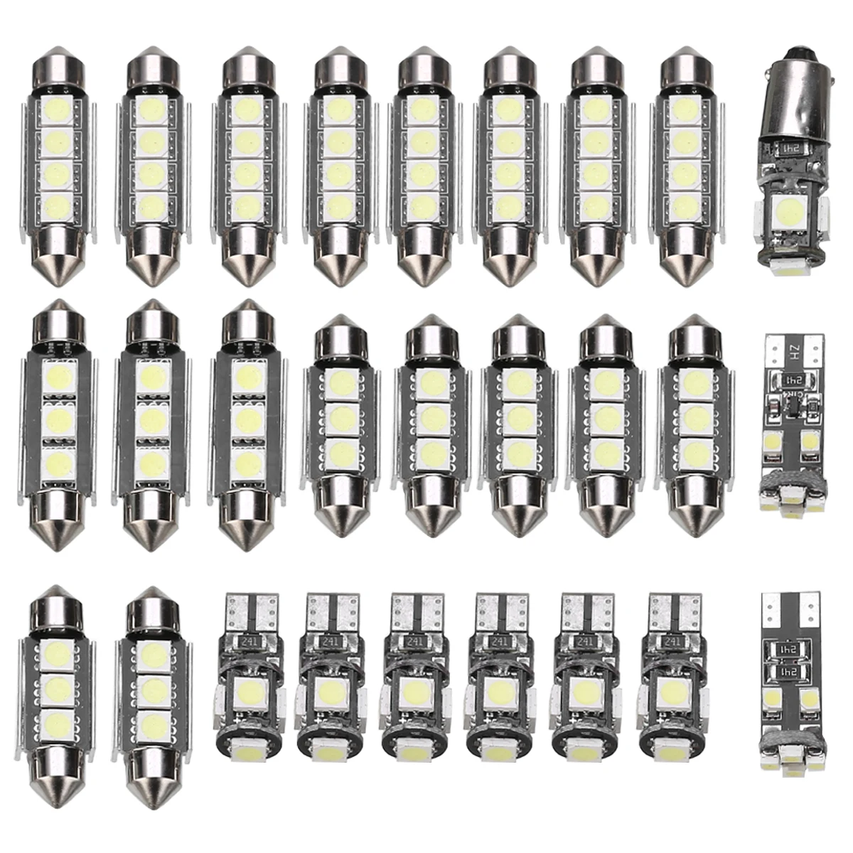 27pcs-White-Car-Interior-LED-Light-Mini-Bulbs-Kit-6000K-Auto-Dome-Map ...
