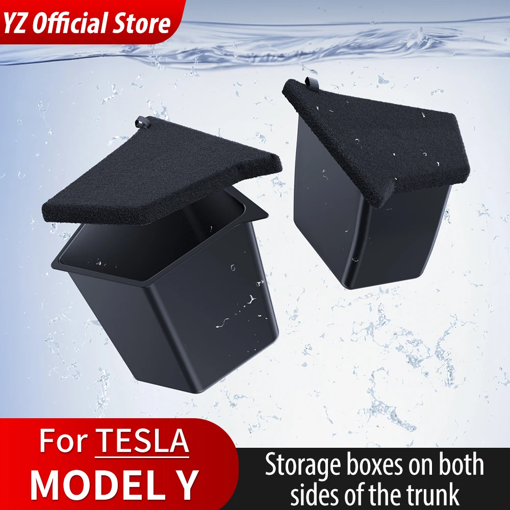 YZ-For-Tesla-Model-Y-2021-23-Car-Trunk-Side-Storage-Box-Hollow-Cover ...