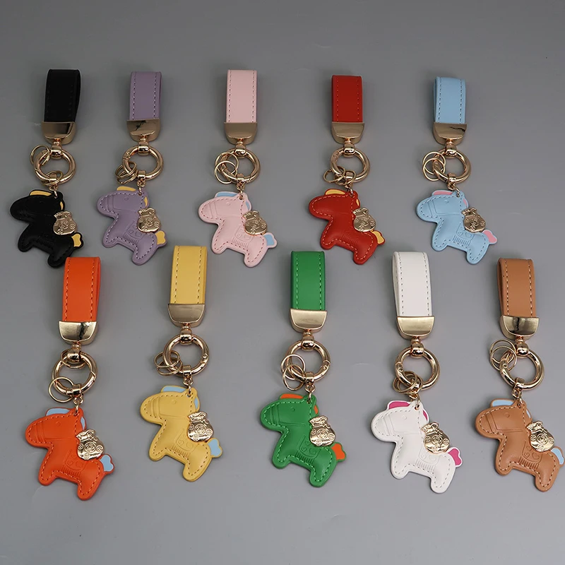 Leather-Pony-Keychain-Charm-Women-Bag-Pendant-Key-Chains-Creative-Lucky ...