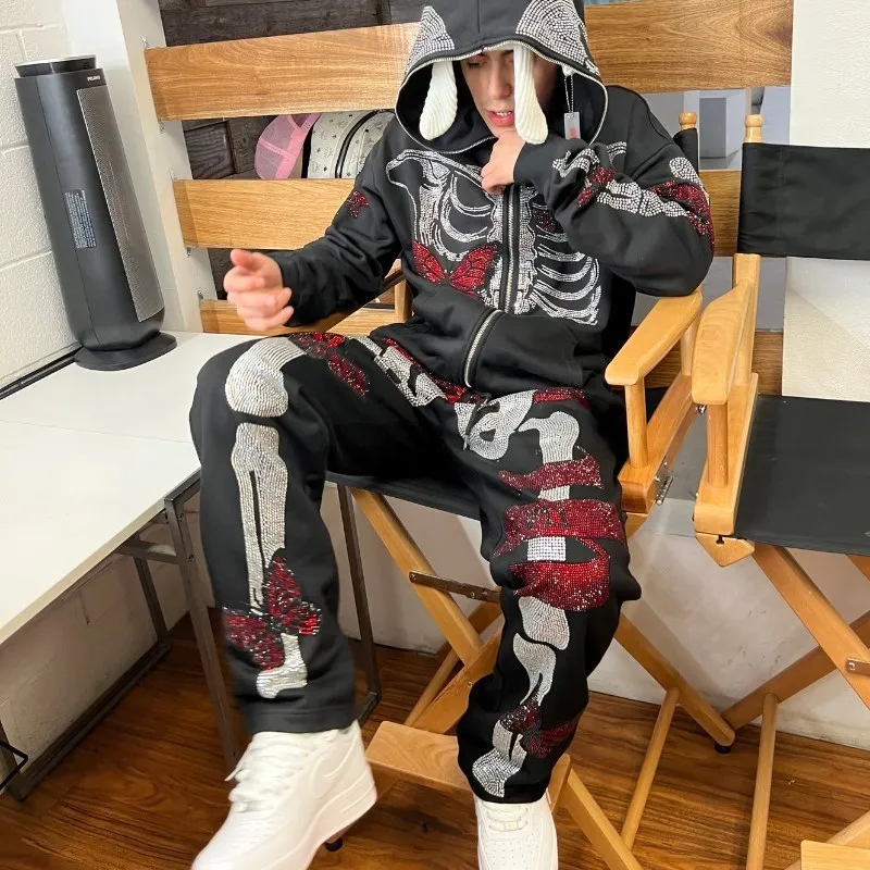 Fashion-trend-Punk-Skull-Rhinestones-Sweatpants-Men-Women-Y2K-Goth ...