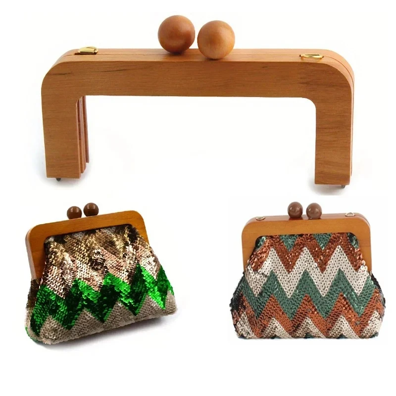 1PCS-Wooden-Handle-Purse-Frame-19-5X15cm-Camel-Solid-Wood-DIY-Handbag ...