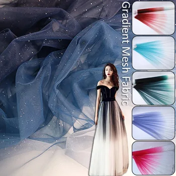 1M Gradient Glitter Ombre Nylon Mesh Net Fabric Soft Tulle Fabric For ...