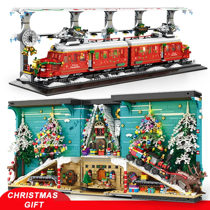 Creative-Christmas-Train-Station-Village-Book-Building-Blocks-City-Xmas ...