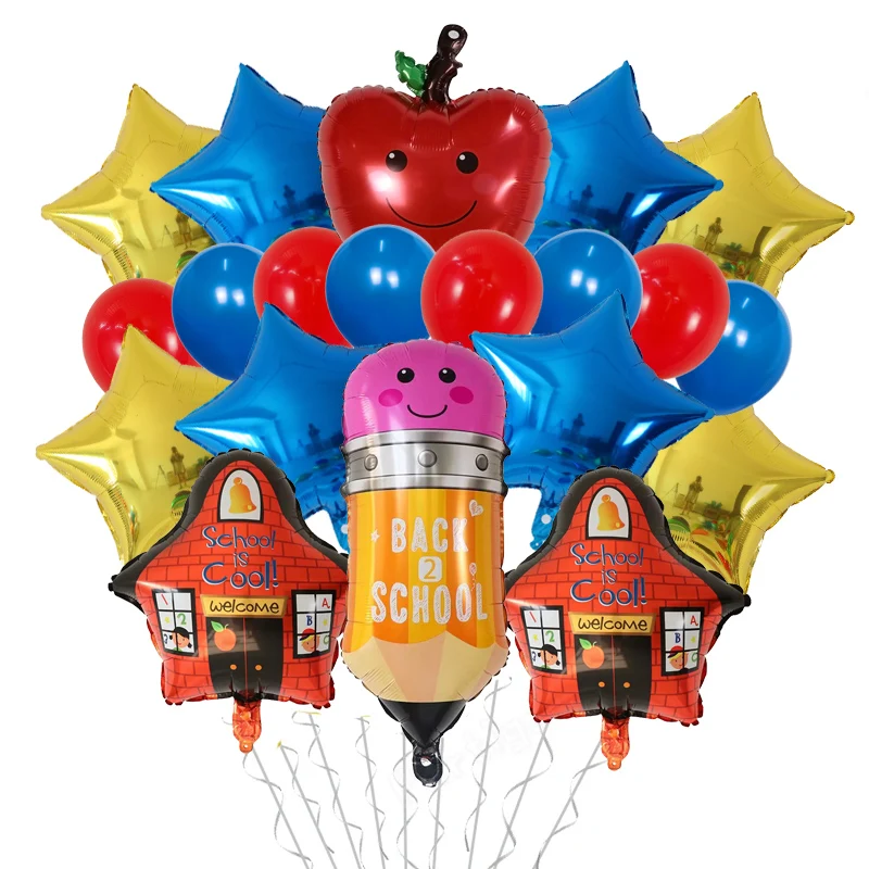 20pcs Back To School Foil Balloons Set Stationery Helium Balloon Pencil ...