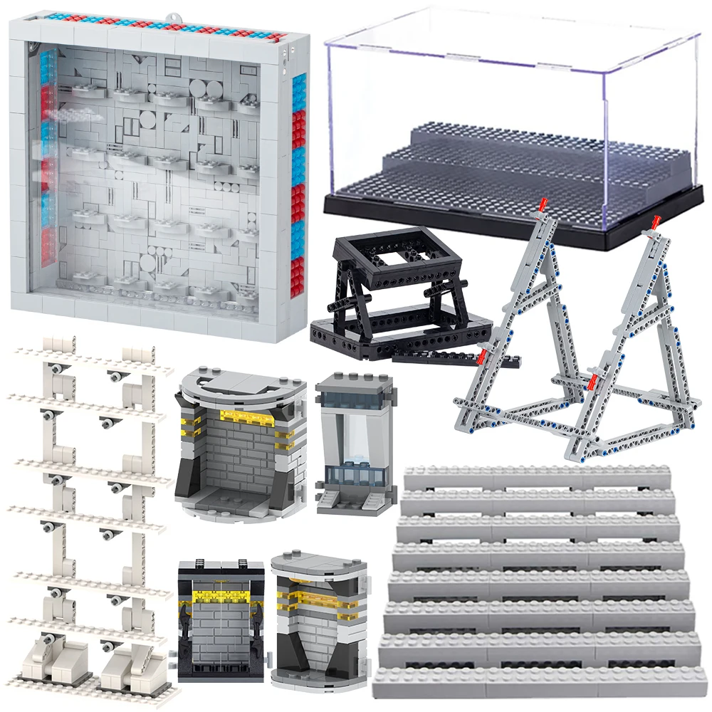 MOC Stand Movie Anime Military Action Figure Display Stands Box Blocks ...