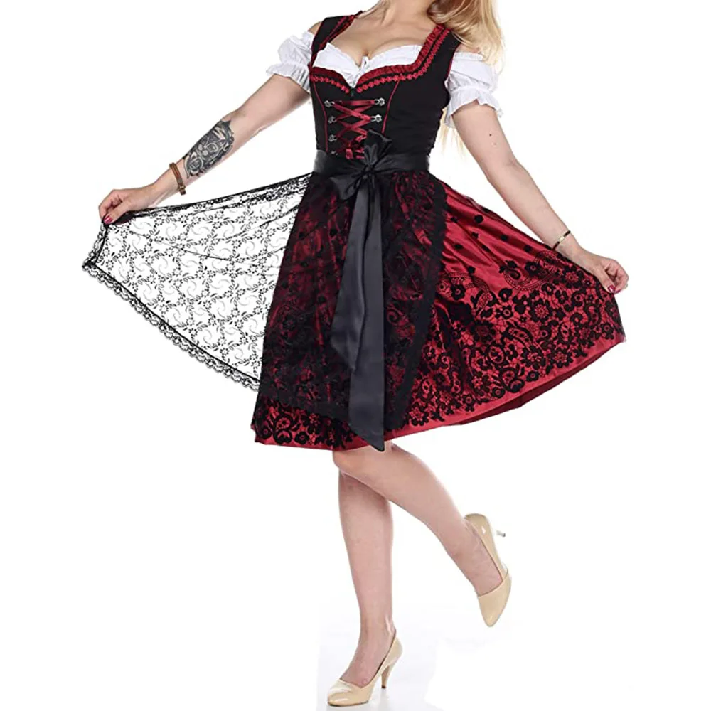 Cosplay Uniform Lovely Girl Lolita Sexy Puff Sleeves Midi Dress