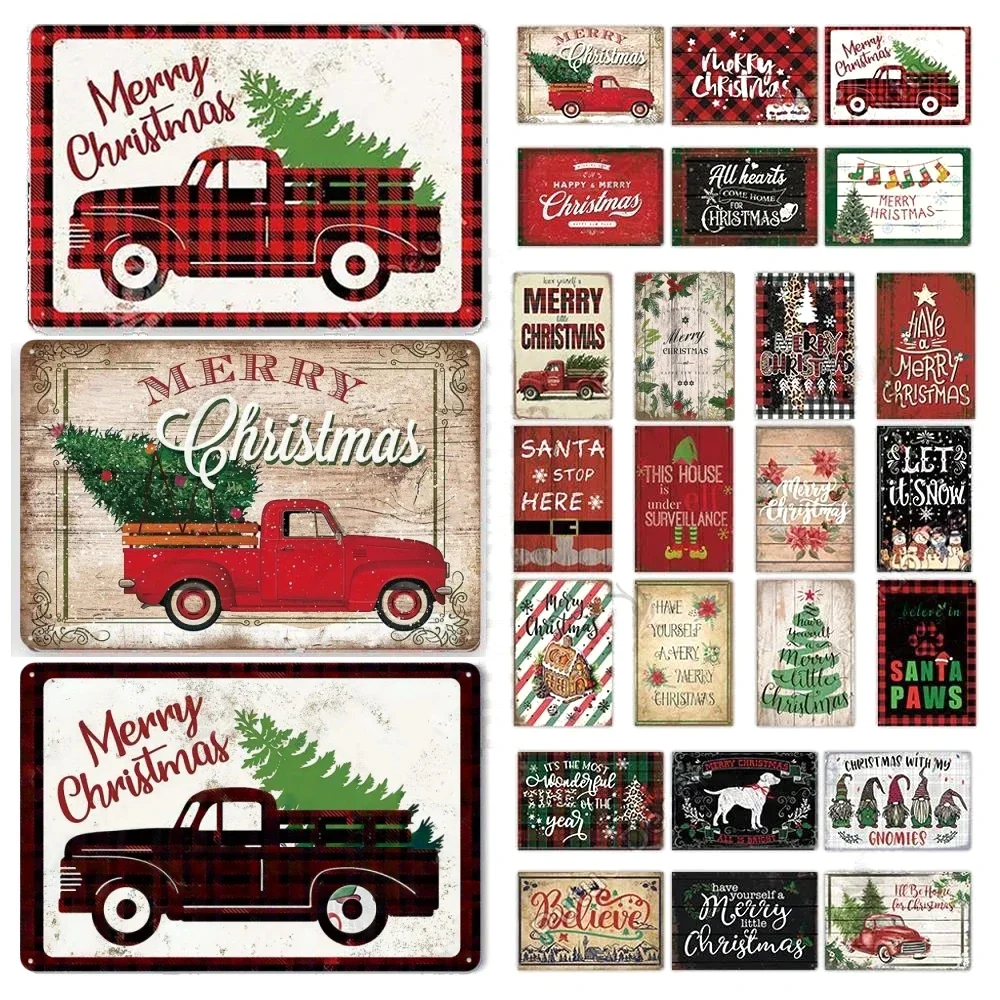 Vintage Tin Signs Merry Christmas Posters Decor Plaque Metal Plate ...