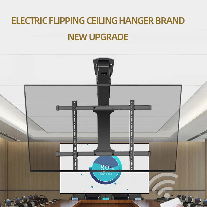 Ceiling-TV-LIFT-Electric-Remote-Control-Rotating-Bracket-Support-50-75 ...