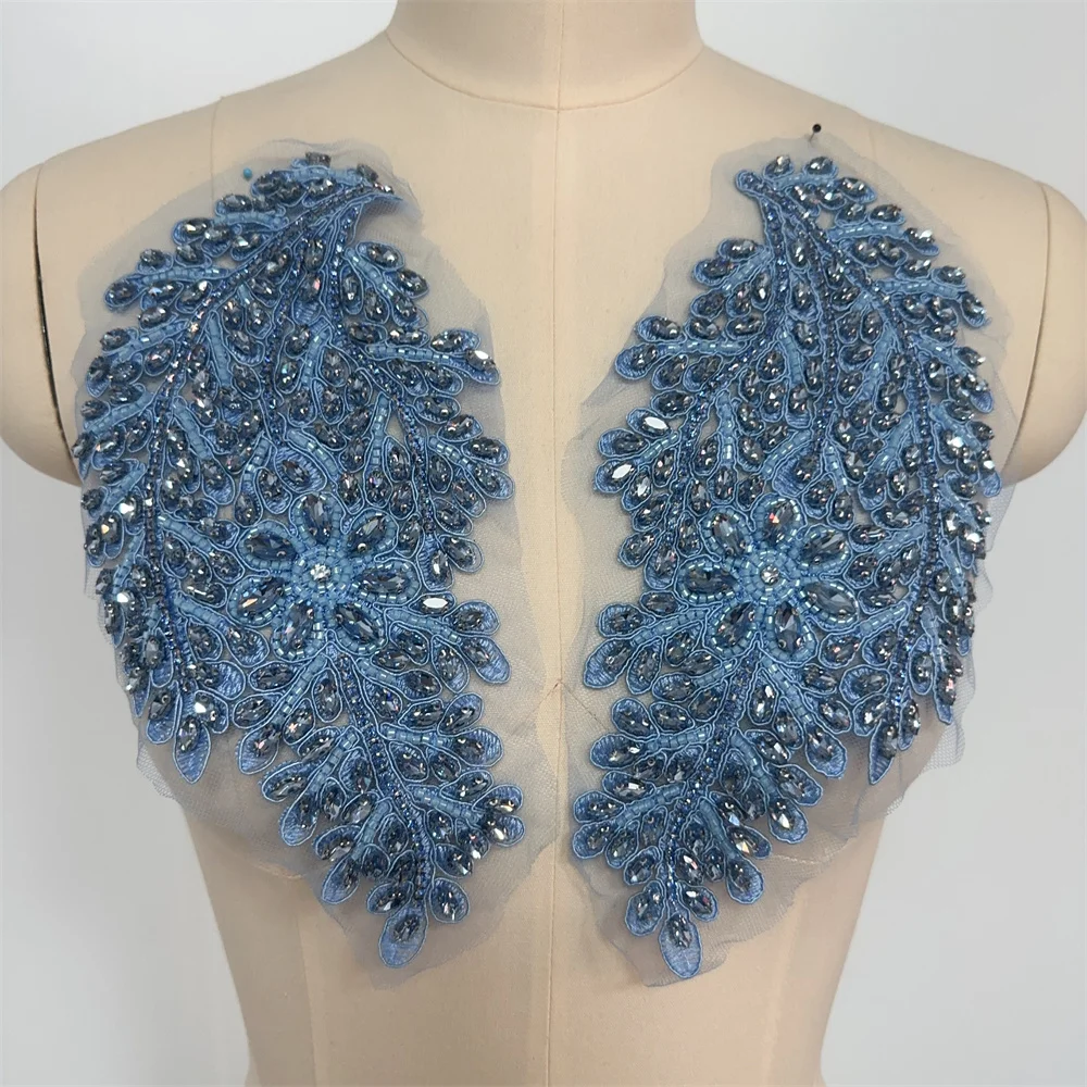 1 Pair Handmade Beaded Crystal Bodice Applique Patches Accessory for ...