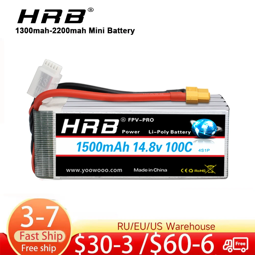 Hrb 2s 3s 4s 5s 6s Lipo Battery 2200mah | Lipo 2s Batteries 1800mah Xt60 - 2s 3s 4s - Aliexpress