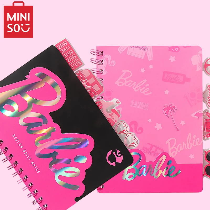 Miniso-Barbie-Kawaii-A5-Coil-Notebook-with-Bookmarked-Grils-Glitter ...