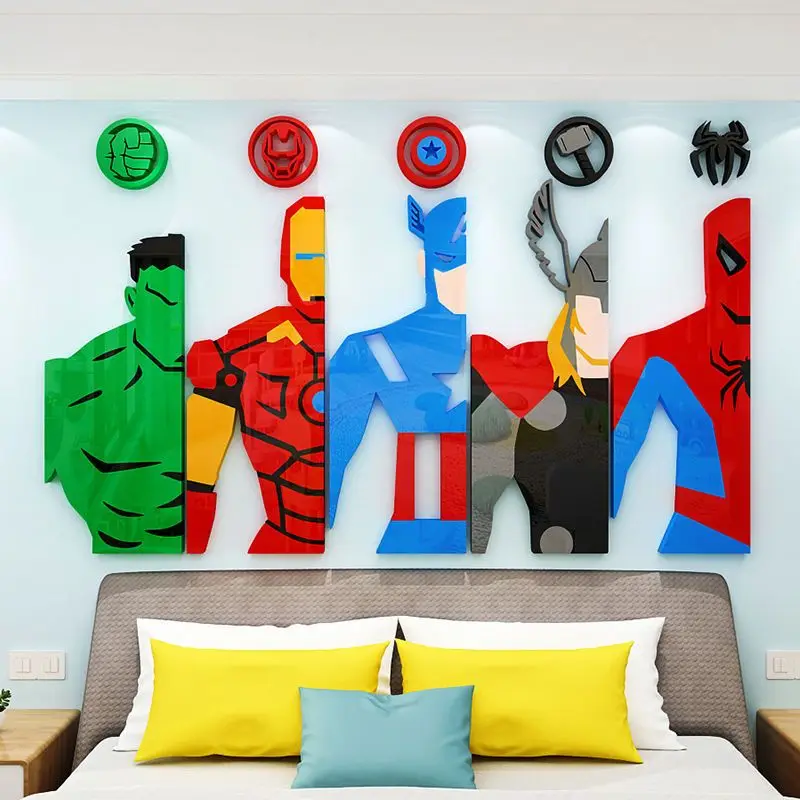 DIY-Marvels-Wall-Sticker-3D-Avengers-Acrylic-Mirror-Wall-Sticker ...