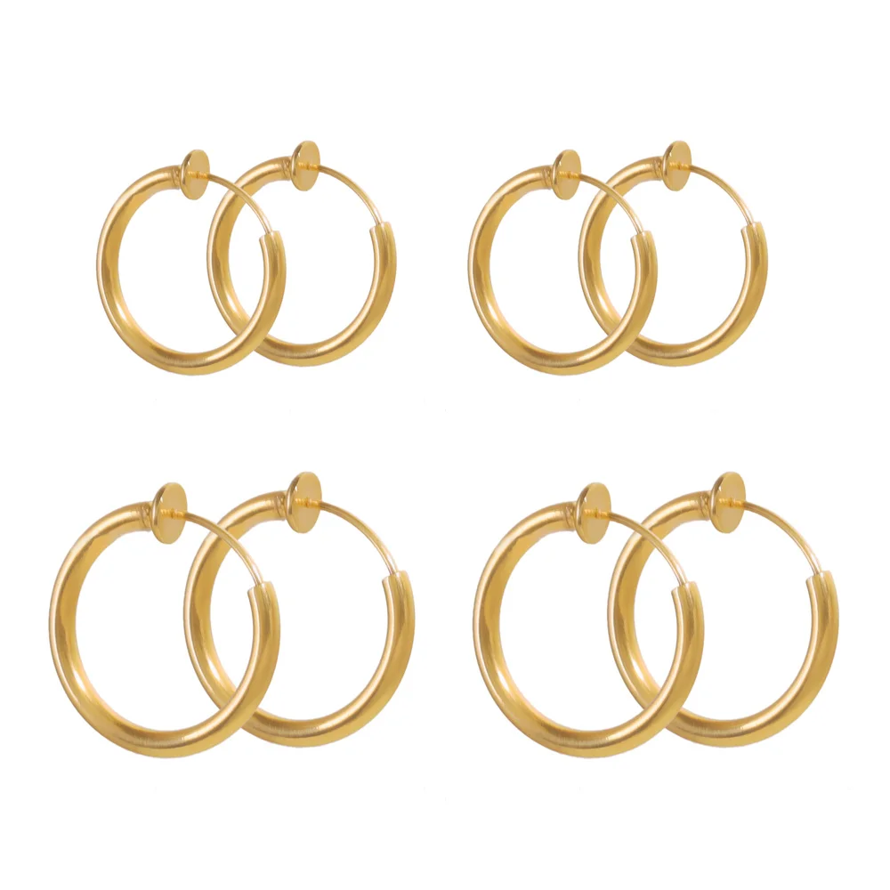 6pcs Stainless Steel Retractable Clip on Earrings Non Piercing Fake ...