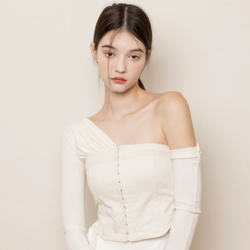 Korean-designer-brand-Sweet-Cool-Spice-Girl-diagonal-neckline-short ...