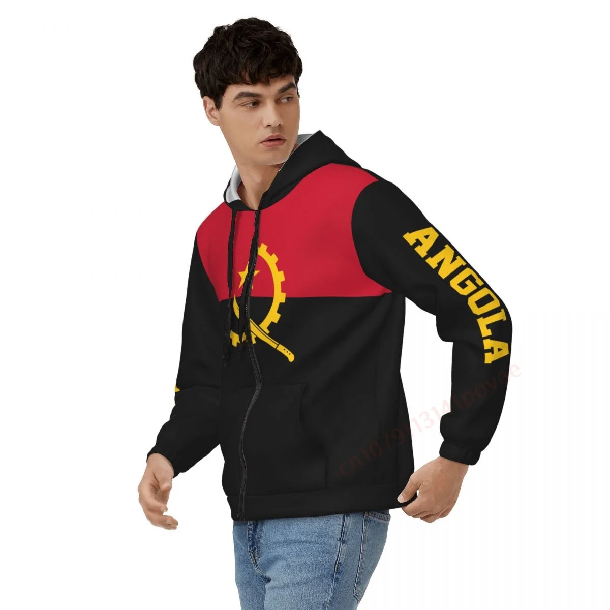 Homens e mulheres Bandeira de Angola 3D Impresso com Zíper Hoodies, moletom unissex, jaqueta ...