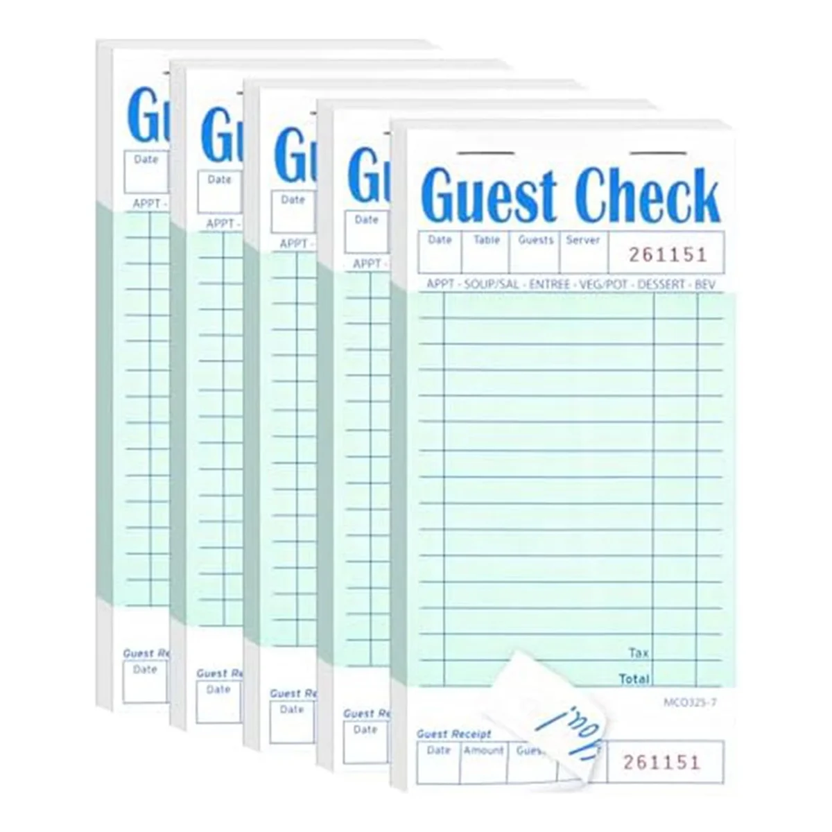 5-Pack-Guest-Check-Books-Server-Note-Pads-for-Restaurant-Green-Waiter ...