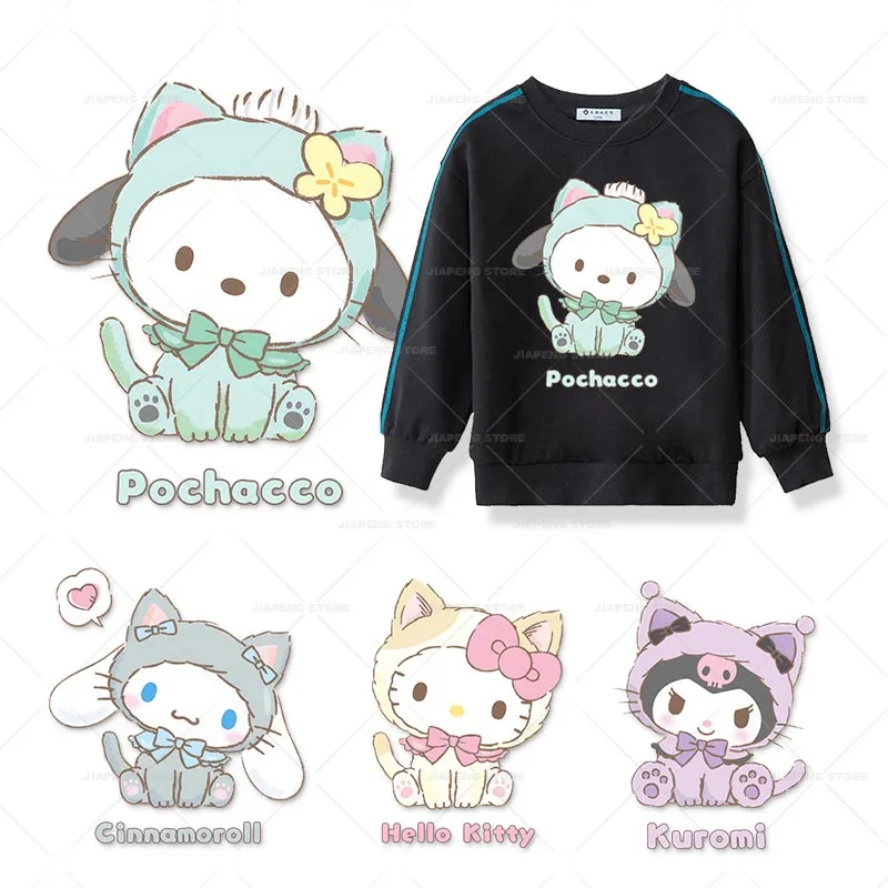 Hello-Kitty-Printed-Stickers-For-Clothes-Iron-on-Heat-Transfers-Cartoon ...