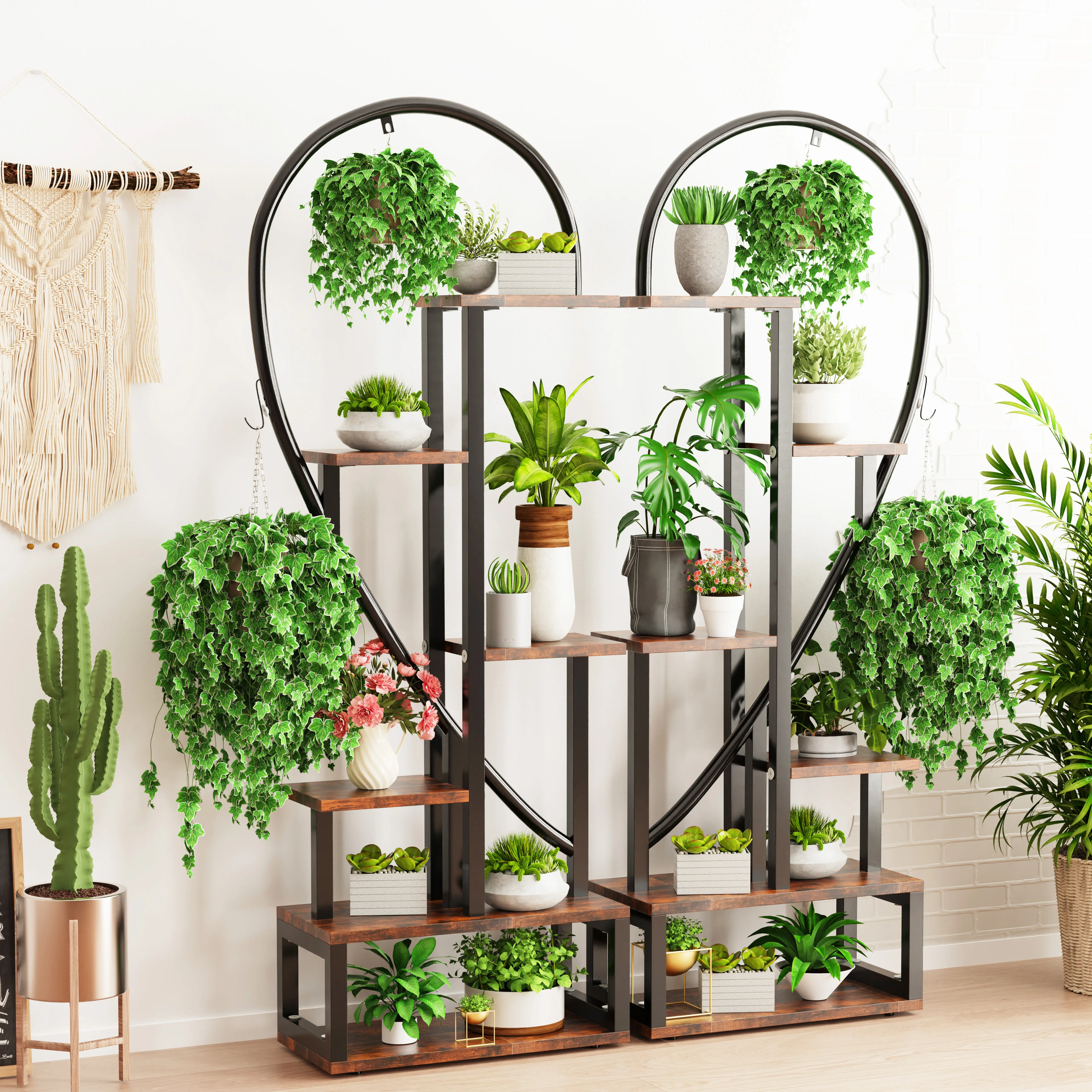 6-Tier-Metal-Plant-Stand-Creative-Half-Heart-Shape-Ladder-Plant-Stands ...