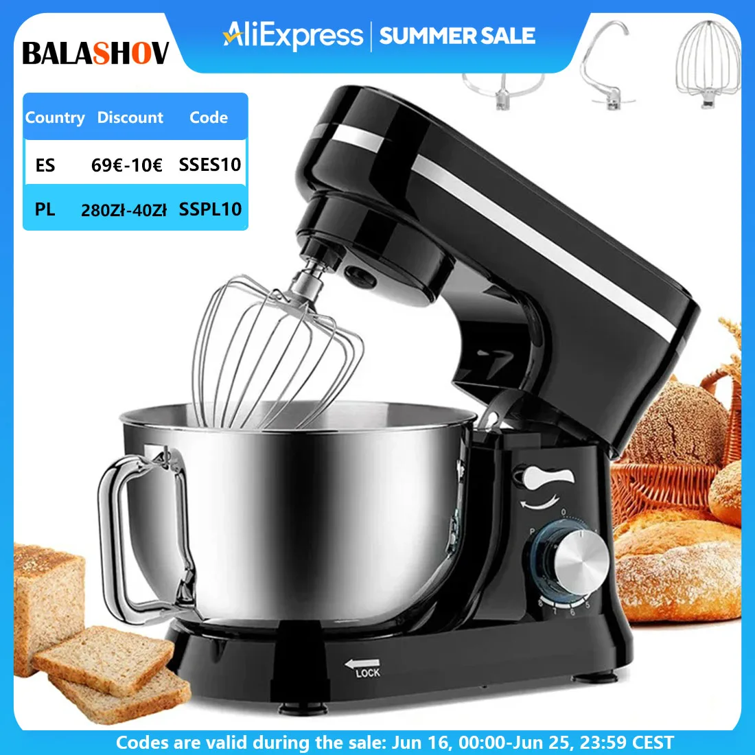Multi-function Stand Mixer Kitchen Chef Machine Food 4.5 Liter Small ...