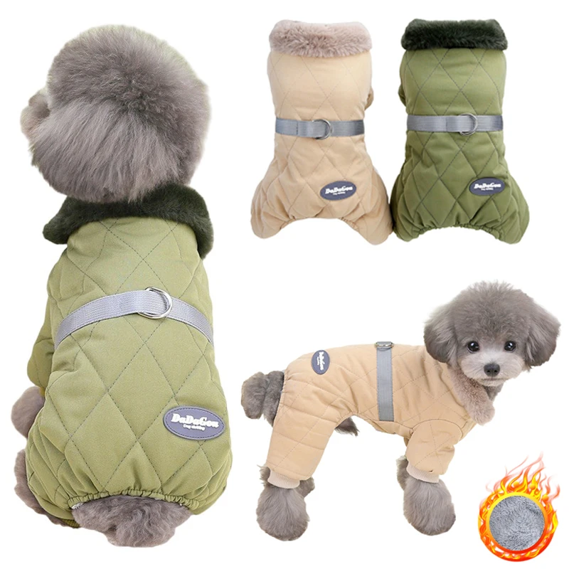 Winter Dogs Jumpsuit Pet Warm Jacket Puppy with D Ring Coat for Small ...