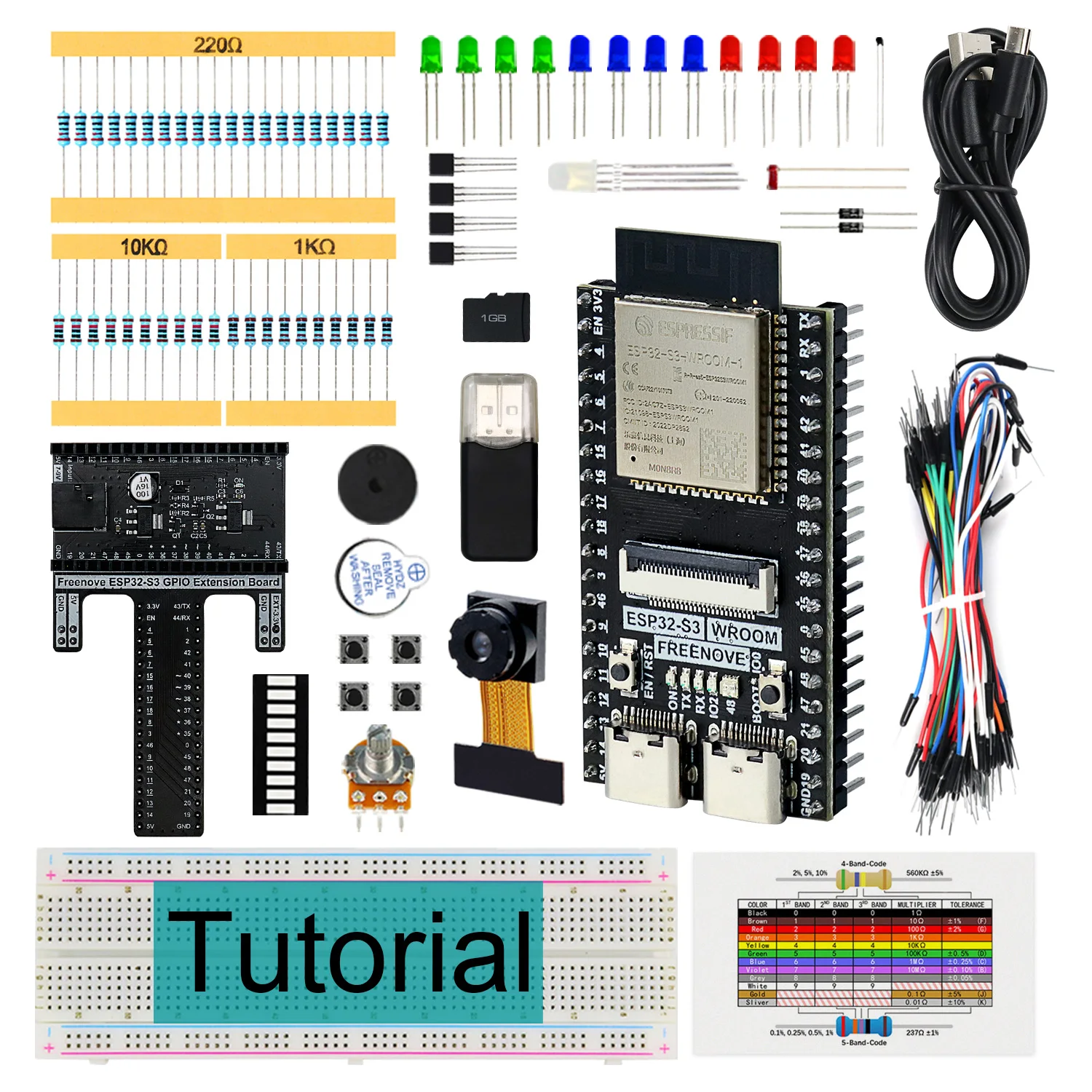 Freenova Esp32 S3 Wroom 용 기본 스타터 키트 온보드 카메라 무선 파이썬 C 419 페이지 자습서