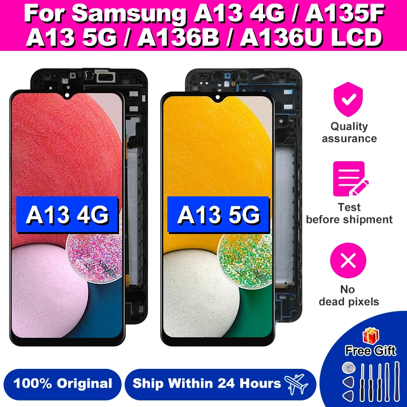 6.6" Original For Samsung Galaxy A13 4G LCD A135F A13 LTE Display Touch Screen Replacement For ...
