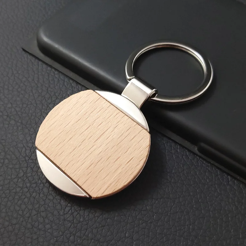 Fashion-Round-Wood-Car-Keychain-Accessories-Blank-Zinc-Alloy-Stitching ...